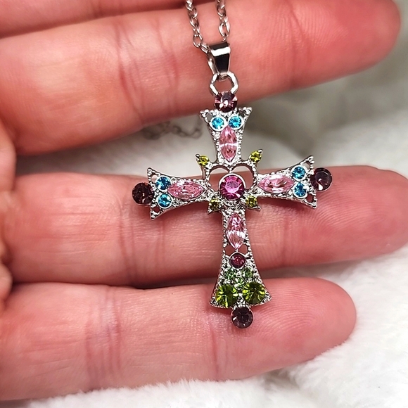 Fashion Jewelry | Jewelry | Pink Crystal Cross Necklace | Poshmark